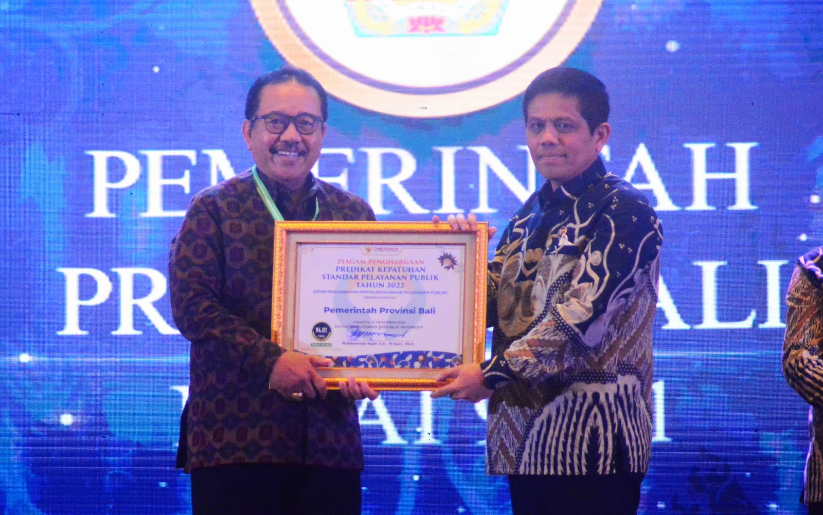 Komit Hadirkan pelayanan Publik Prima, Provinsi Bali Raih Penghargaan Tertinggi dan Penghargaan ...